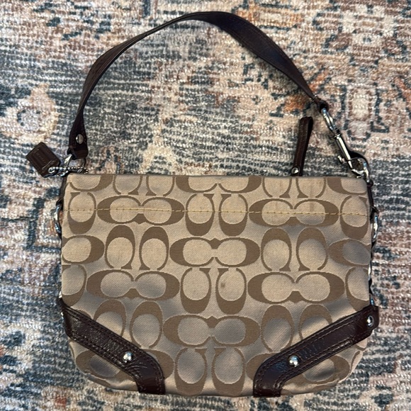 Coach | Bags | Coach Brown Monogram Shoulder Bag With Signature ...